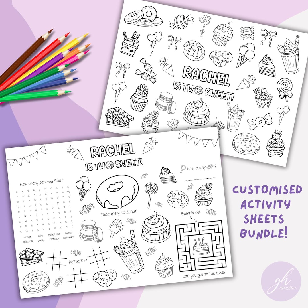 Two Sweet Birthday Party Activity Sheet | Two Sweet Themed Party Favour ...