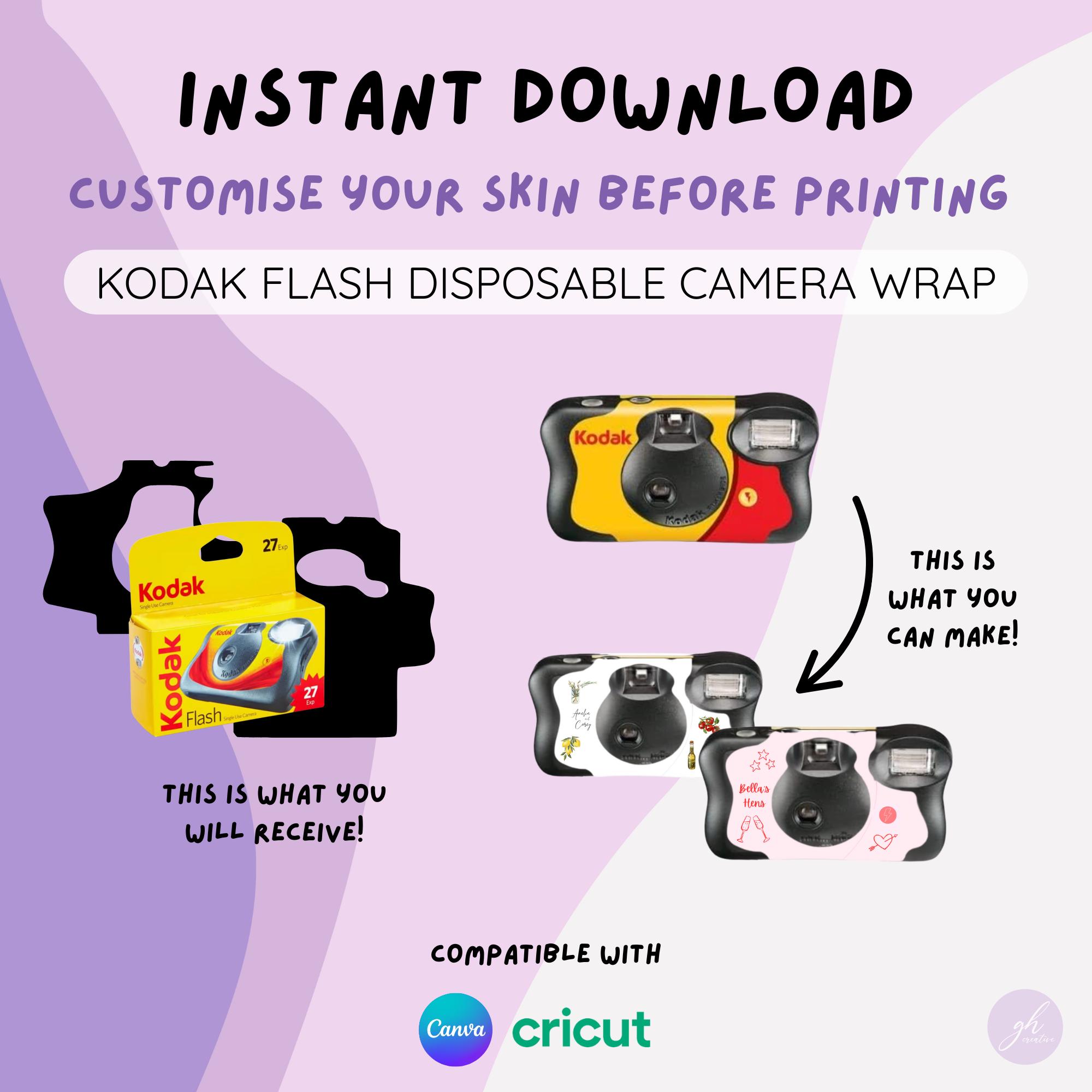 KODAK FLASH CANVA Disposable Film Camera Wrap Cover Sticker Template ...