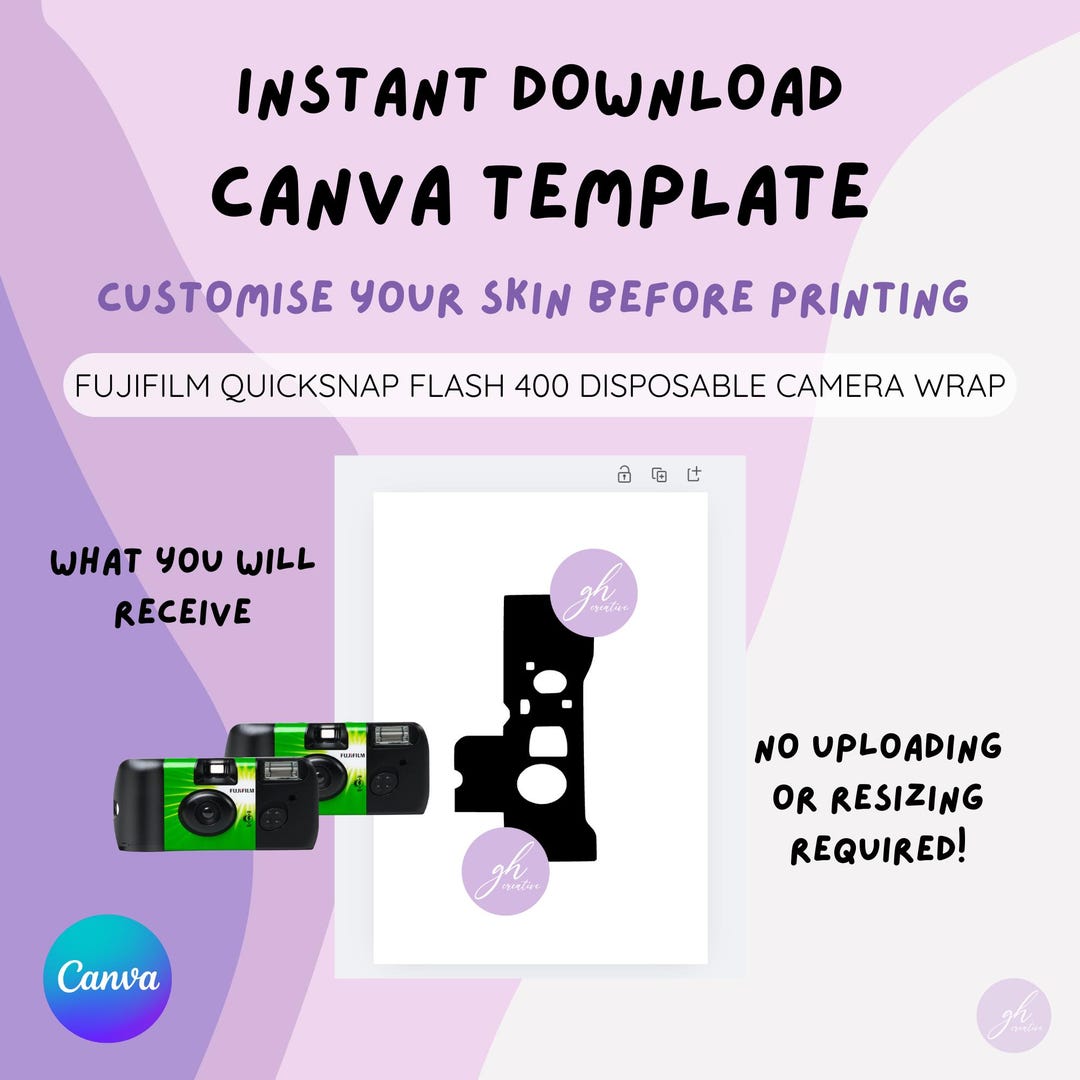 FUJIFILM QUICKSNAP CANVA Flash 400 Disposable Film Camera Wrap Template ...
