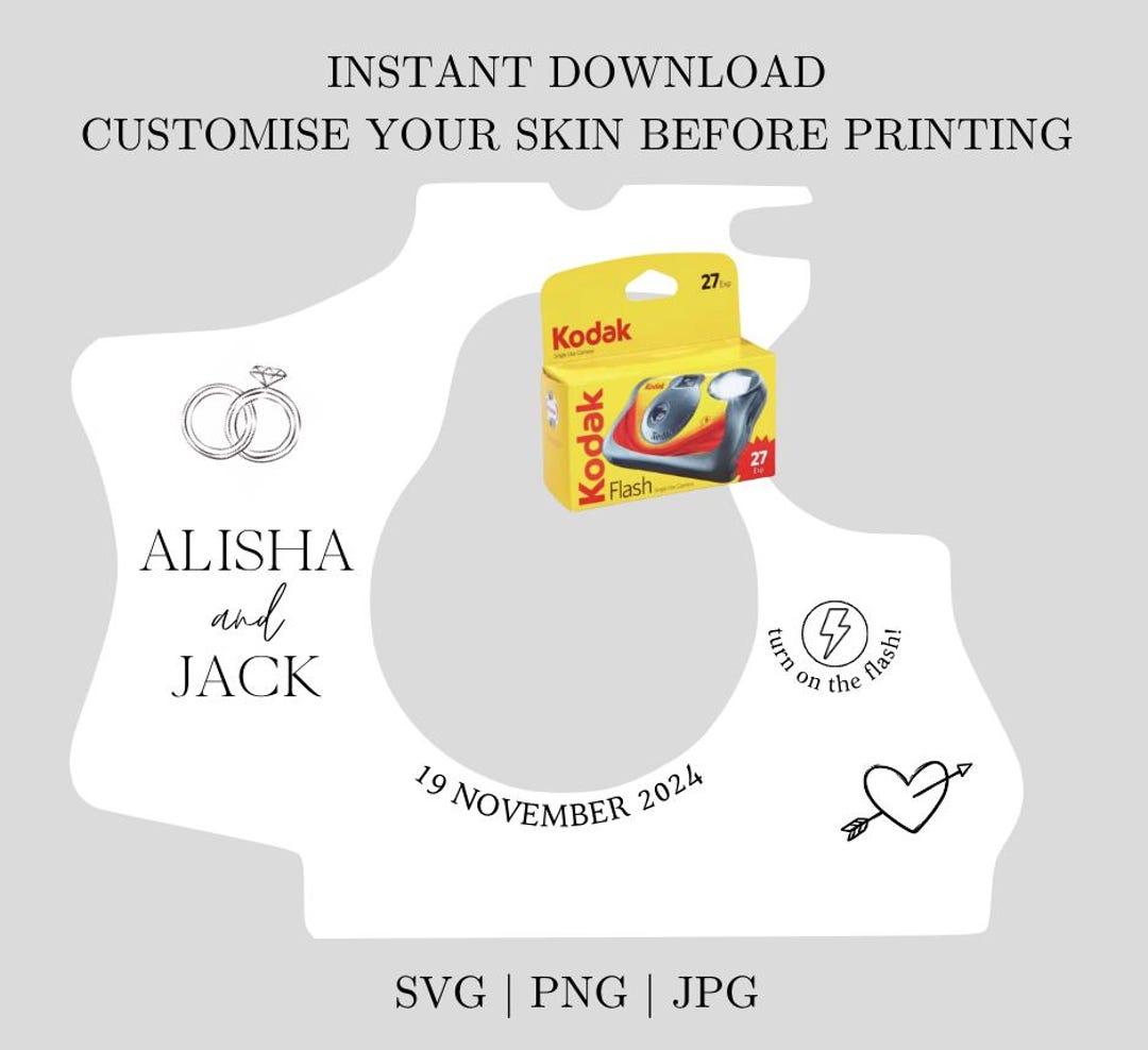 Kodak Flash Skin Camera Wrap | Black and White Wedding Design | Instant ...