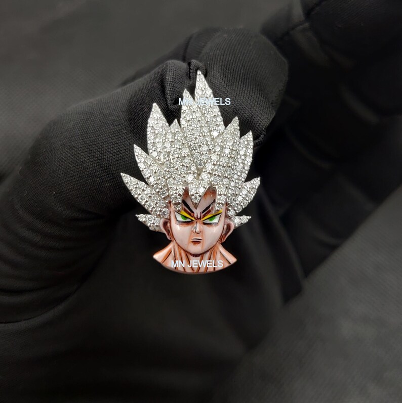 Custom Made Dragon Ball Z Pendant, Goku Face Moissanite Pendant, Hip ...