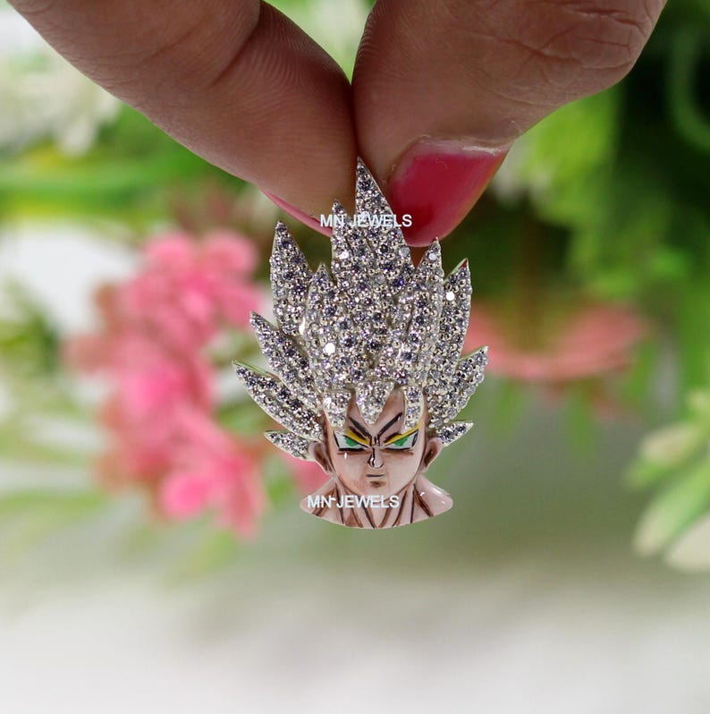 Custom Made Dragon Ball Z Pendant, Goku Face Moissanite Pendant, Hip ...