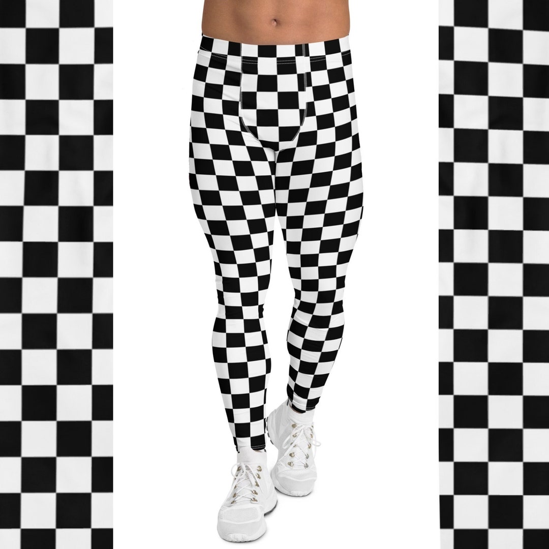 Meggings Checkerboard Black White Checkered Checkerboard Pattern Super ...
