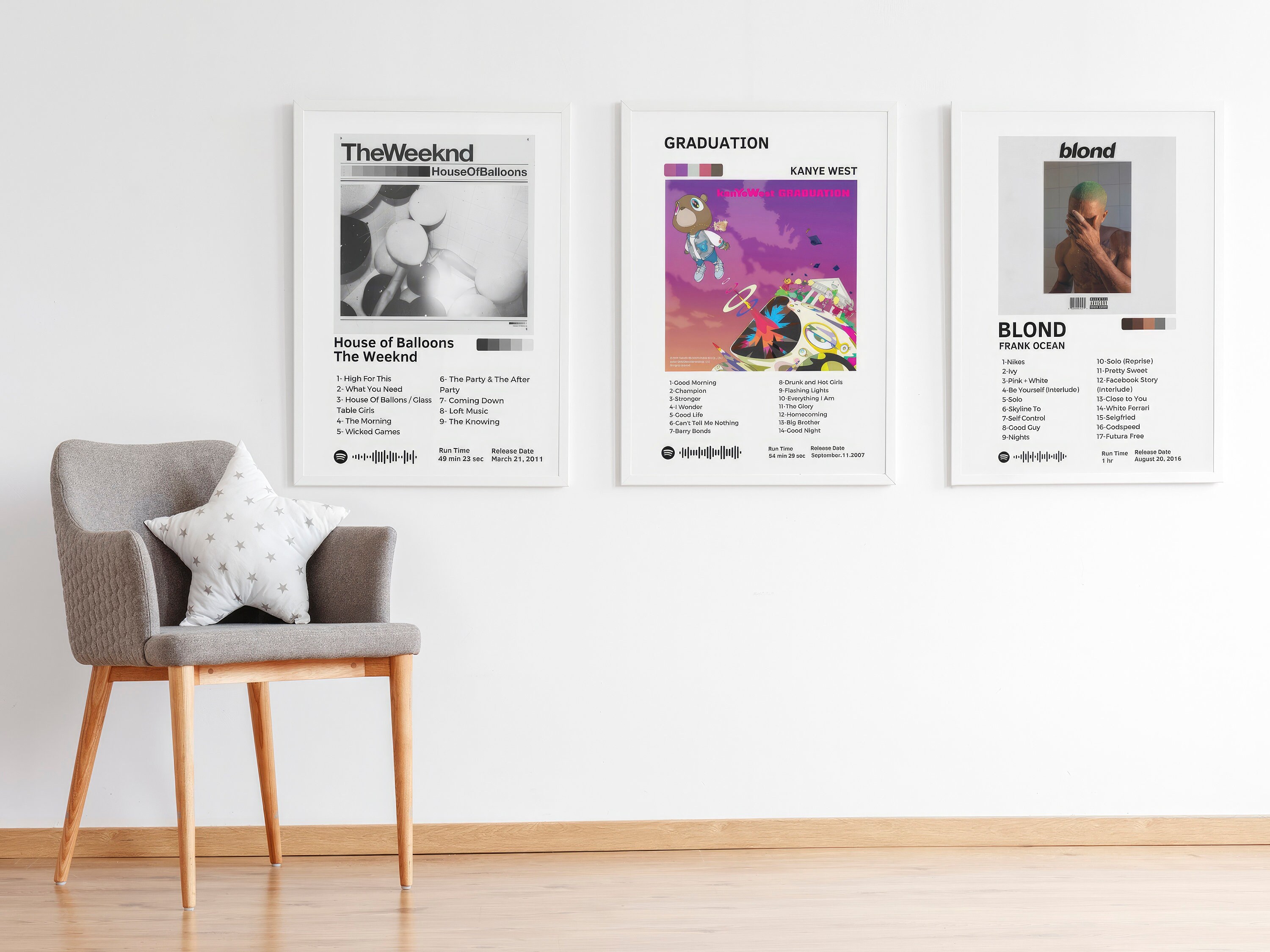 Personalized Album Covers Posters, Set of 3 Album Cover Wall Art ...