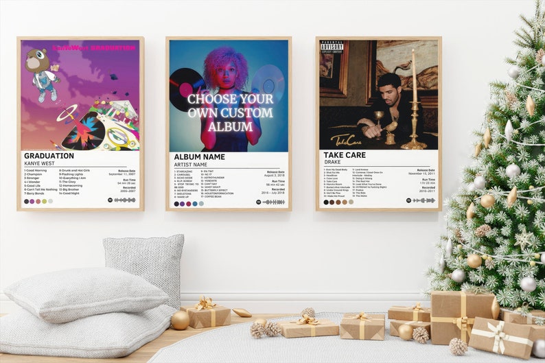 Custom Album Cover Set of 3 | Album Cover Wall Art | Graduation Poster ...