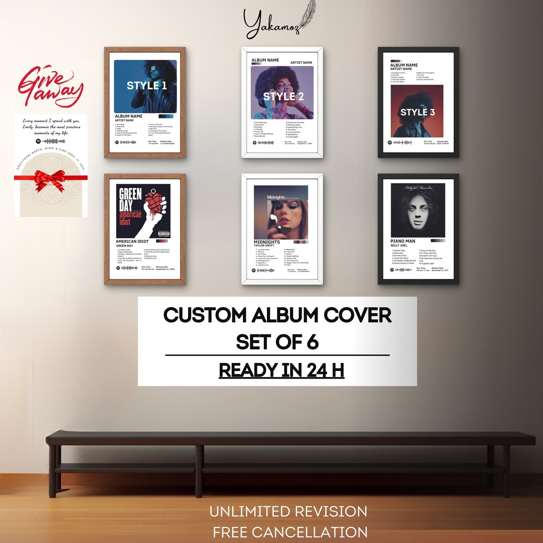 Custom Album Cover Posters Set of 6, Music Album Poster, Personalized ...