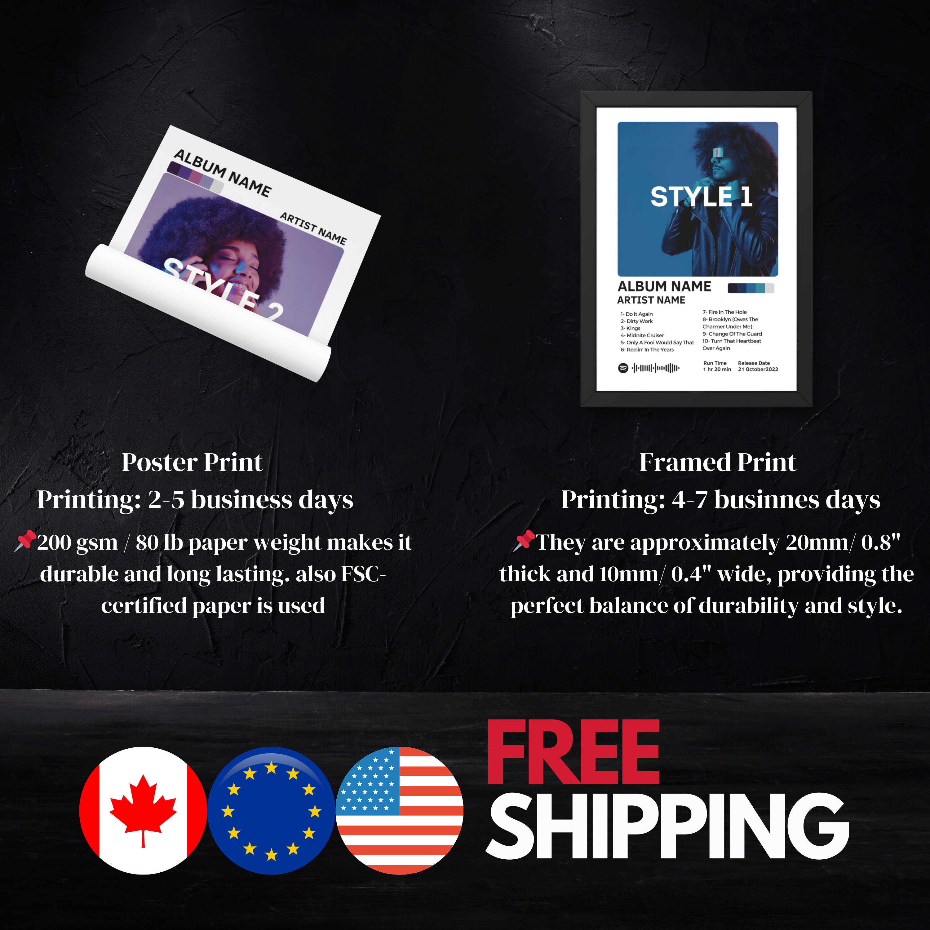 Personalized Album Covers Posters, Set of 3 Album Cover Wall Art ...