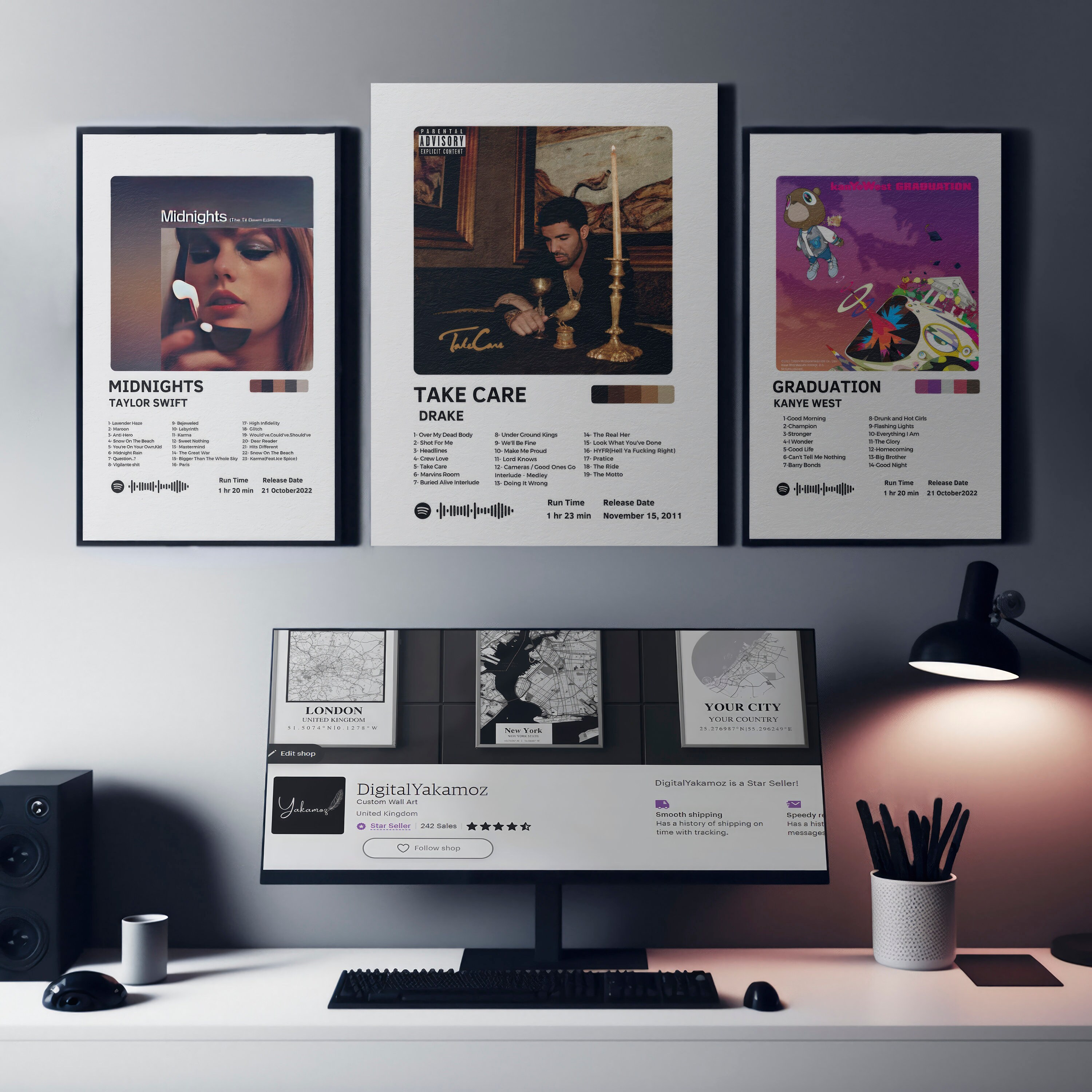 Custom Album Covers Wall Art, Set of 3 Album Cover Poster, Personalized ...