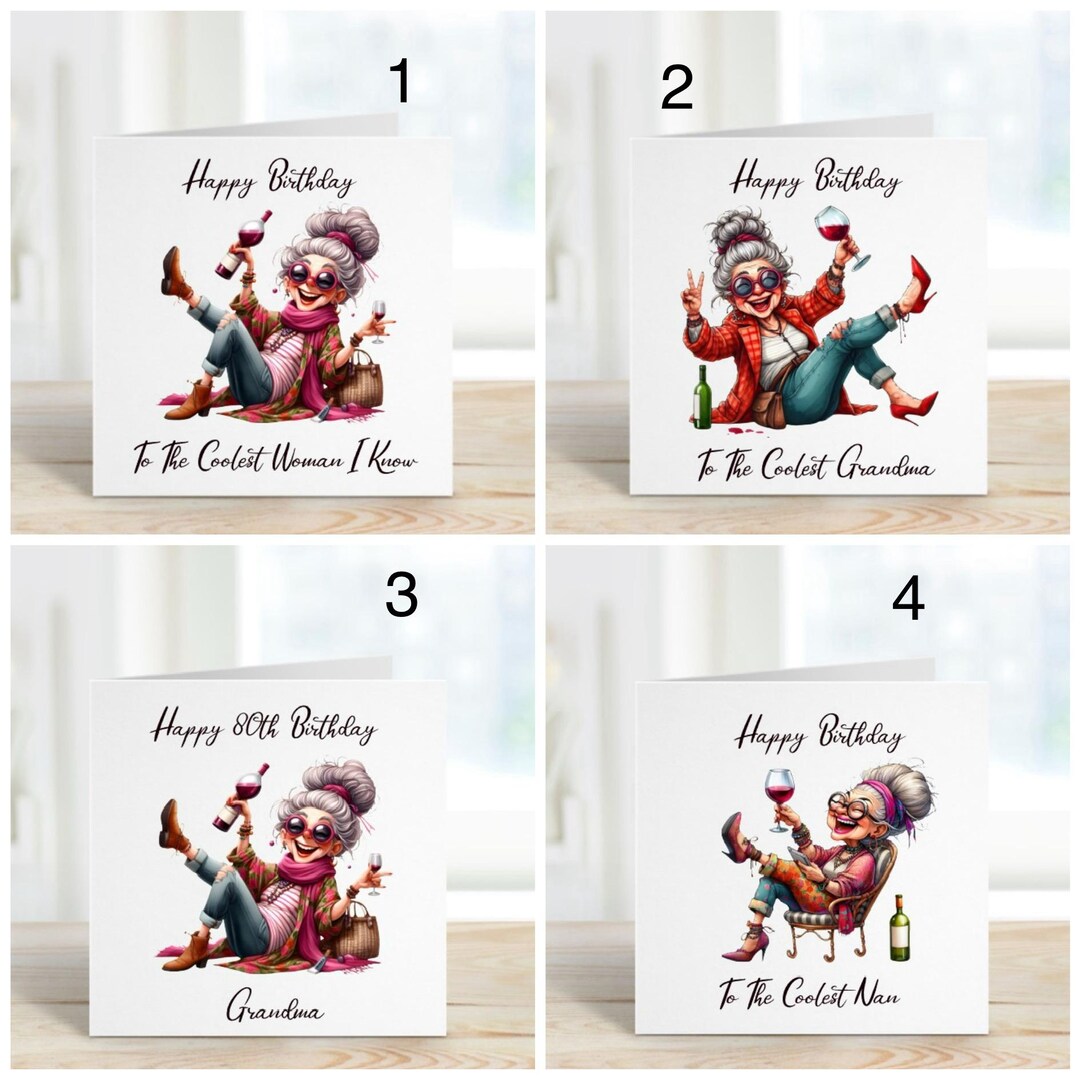Funny Gran Nan Mum ~ Crazy Old Lady ~ Personalised Birthday Card. Any ...