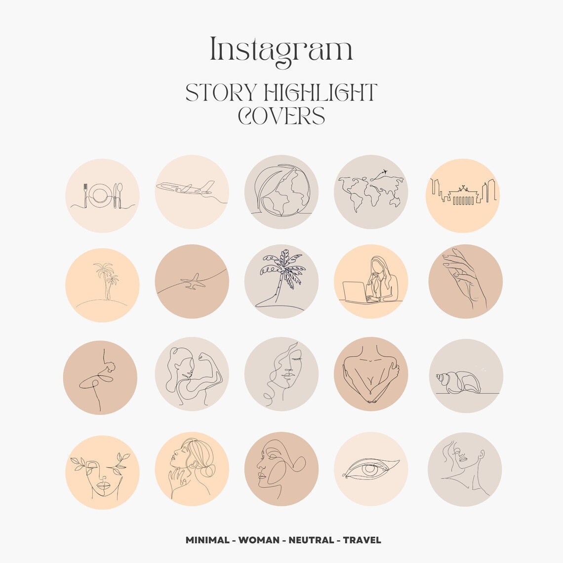 20 Minimal Line Instagram Highlight Covers | Instagram Story Highlight ...