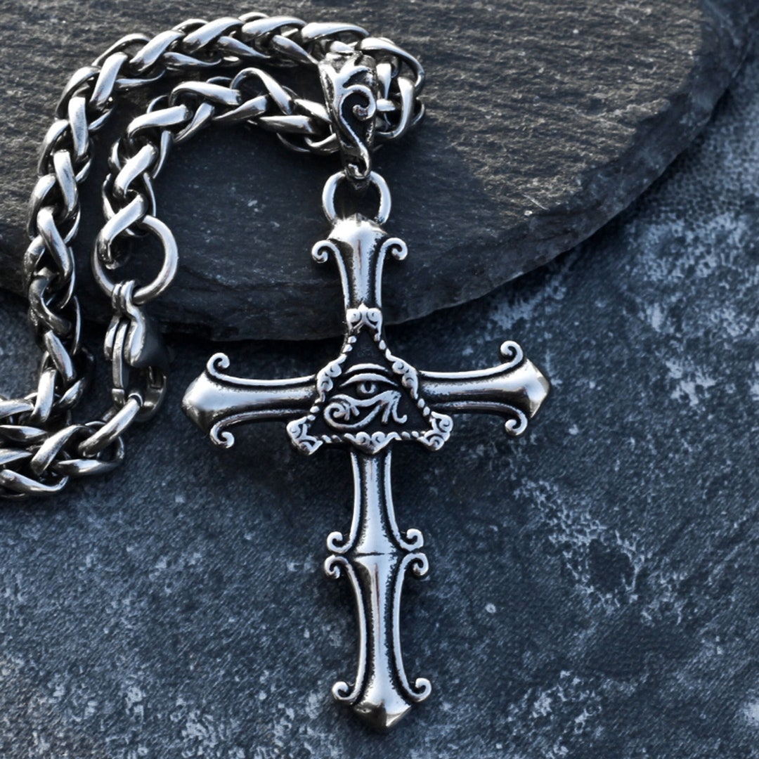 Eye of Horus Cross Pendant Necklace, Faith Cross With Eye of Horus ...