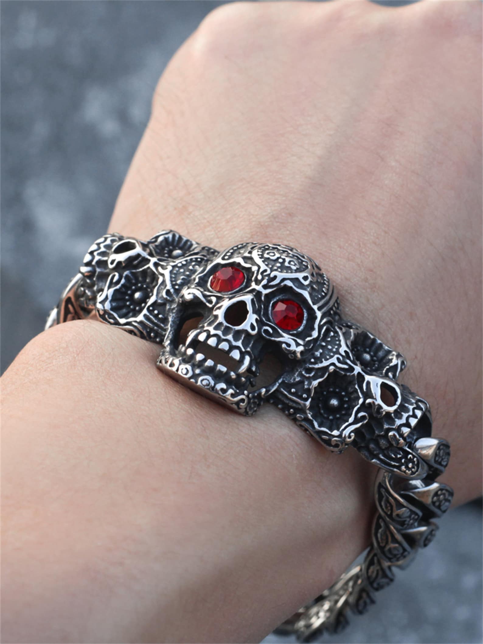 Gothic Skull Bracelet,skull Men's Bracelet,gothic Jewelry,stainless ...