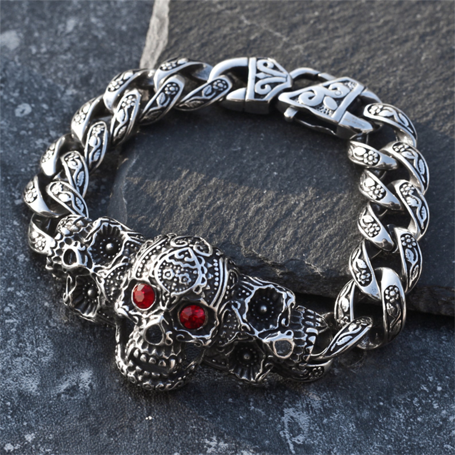 Gothic Skull Bracelet,skull Men's Bracelet,gothic Jewelry,stainless ...