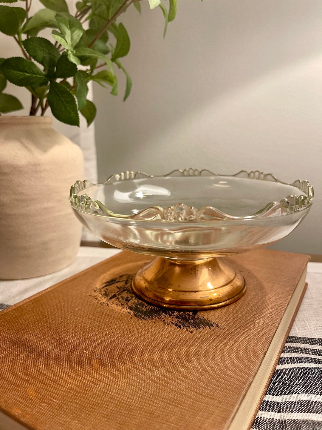 Vintage Glass Candy Dish Copper Base | Trinket Dish | Retro Home Decor ...