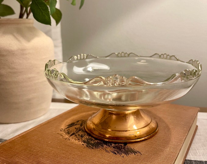 Vintage Glass Candy Dish Copper Base | Trinket Dish | Retro Home Decor ...