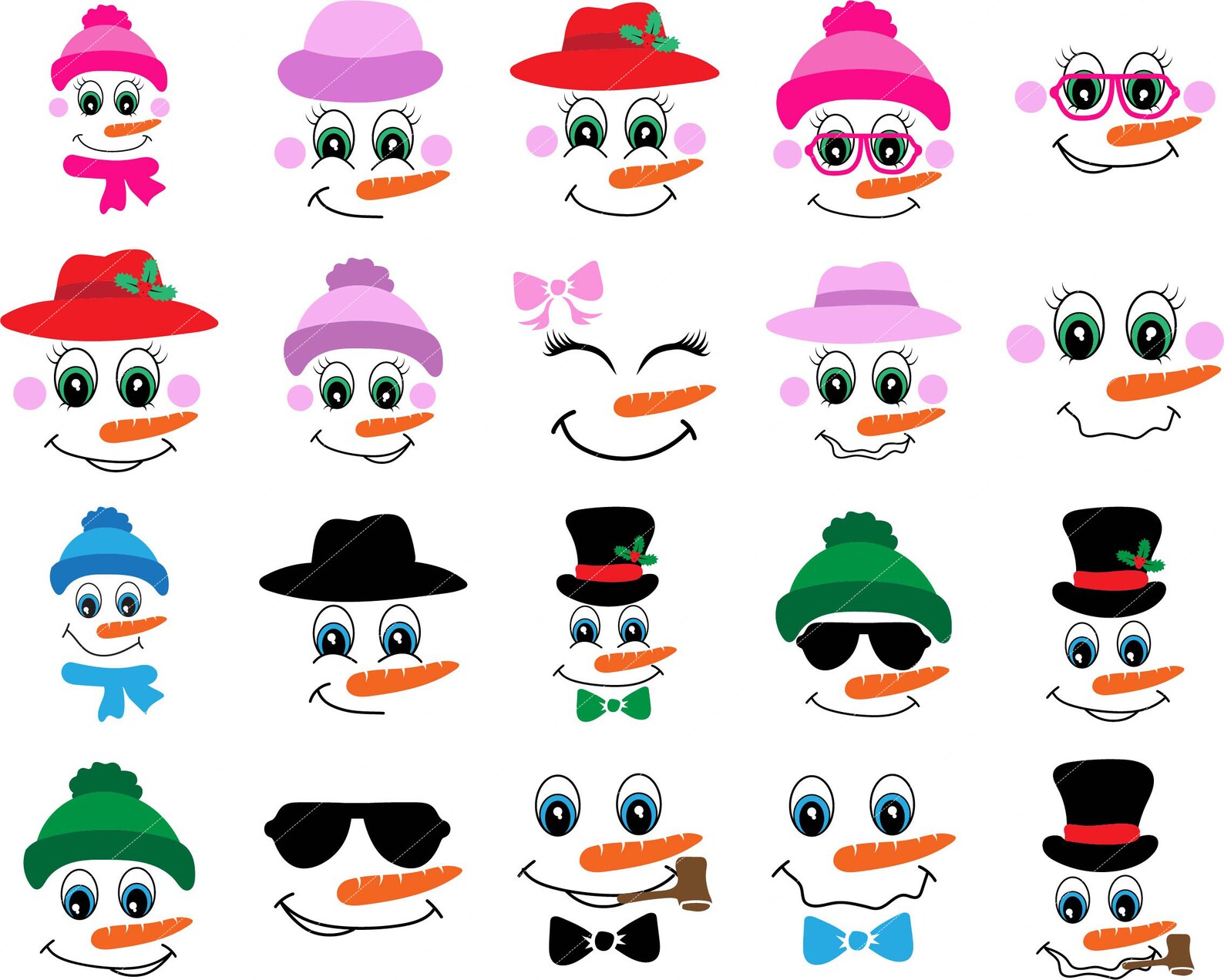 Snowman Faces SVG Snowman SVG Snowman Clipart Christmas - Etsy
