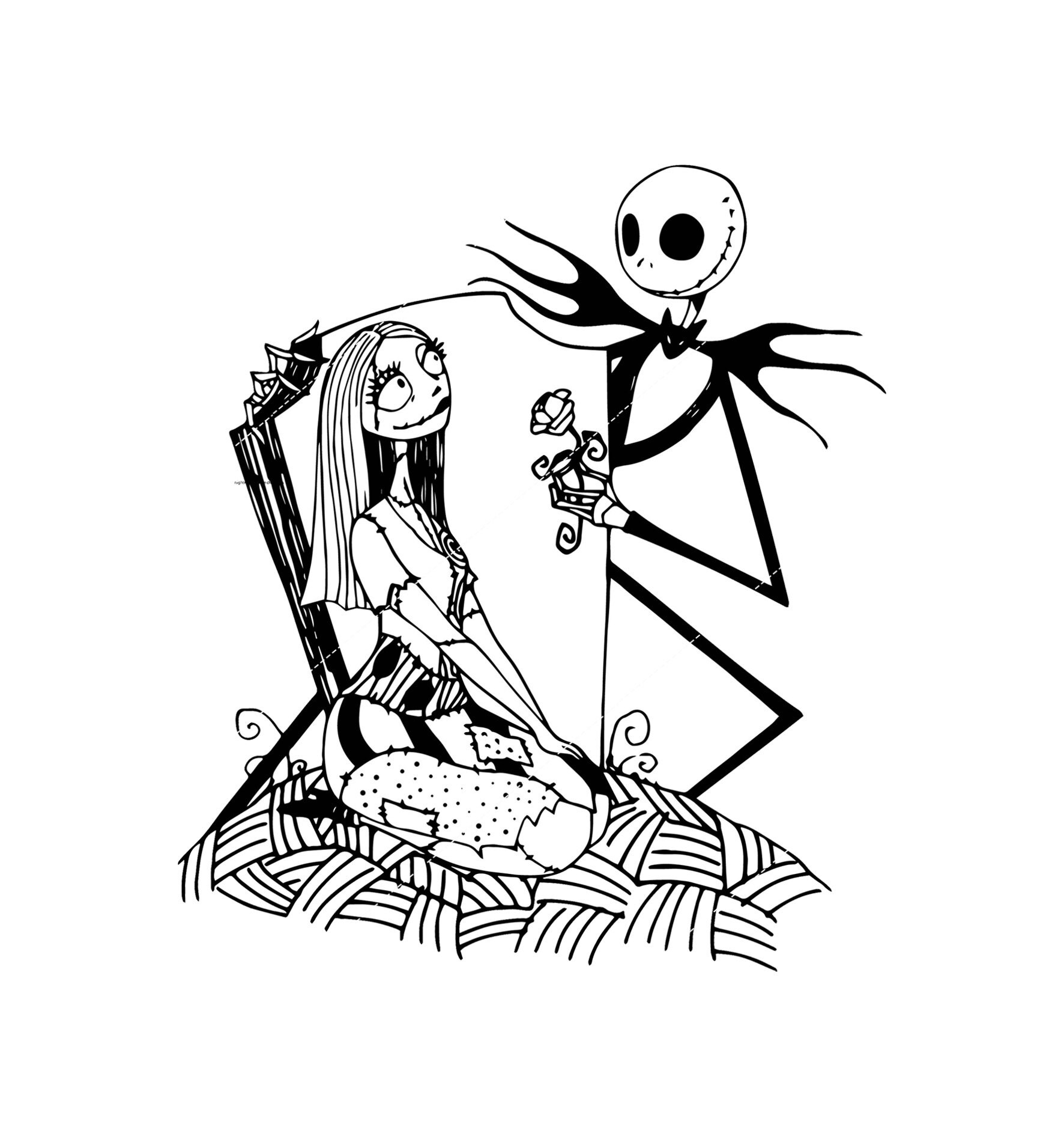 Jack and Sally in Heart SVG, Couple Jack and Sally SVG, the Nightmare ...