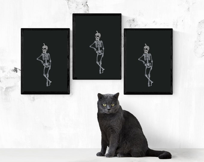 Halloween Printable Wall Art, Halloween Decor, Funny Skeleton Print ...