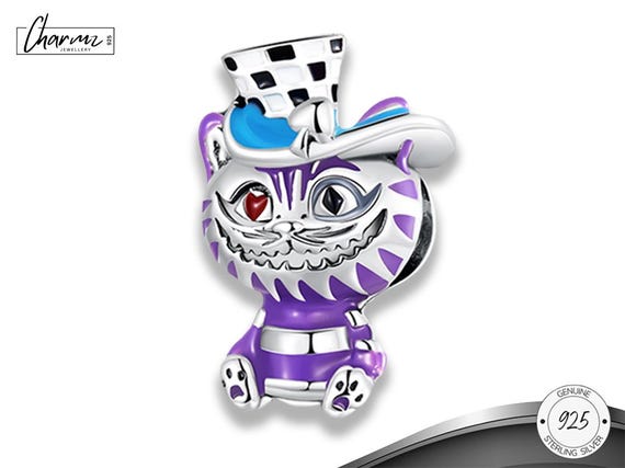 925 Silver Cheshire Cat Bracelet Charm Alice in Wonderland Jewellery Fantasy Gift Purple Cat Charm Cat Lover Present Fits Pandora Etsy Canada