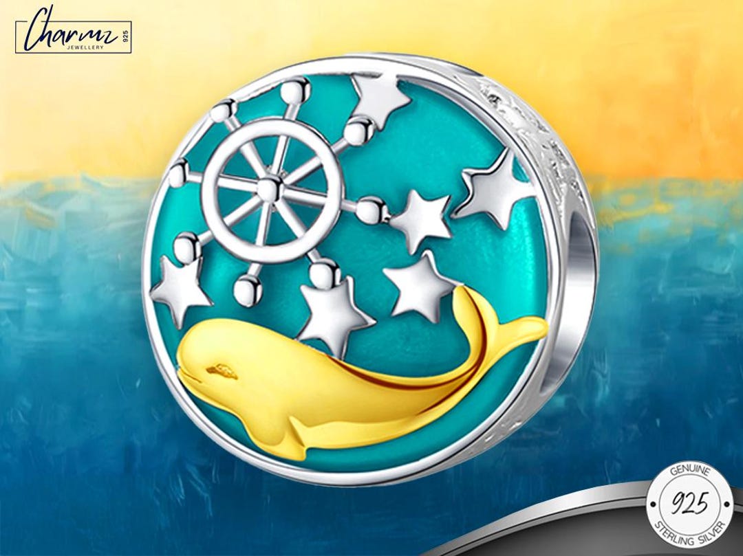 925S Ocean Whale Charm, Nautical Ship Wheel Charm, Sailor Jewellery ...