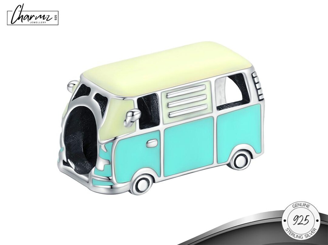 925S Volkswagon Campervan Bracelet Charm, Enamel Motor Home Jewelry ...