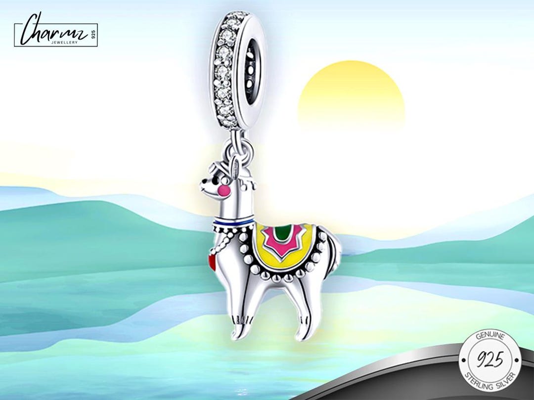 925 Silver Llama Dangle Charm, Decorative Alpaca Bracelet Charm ...