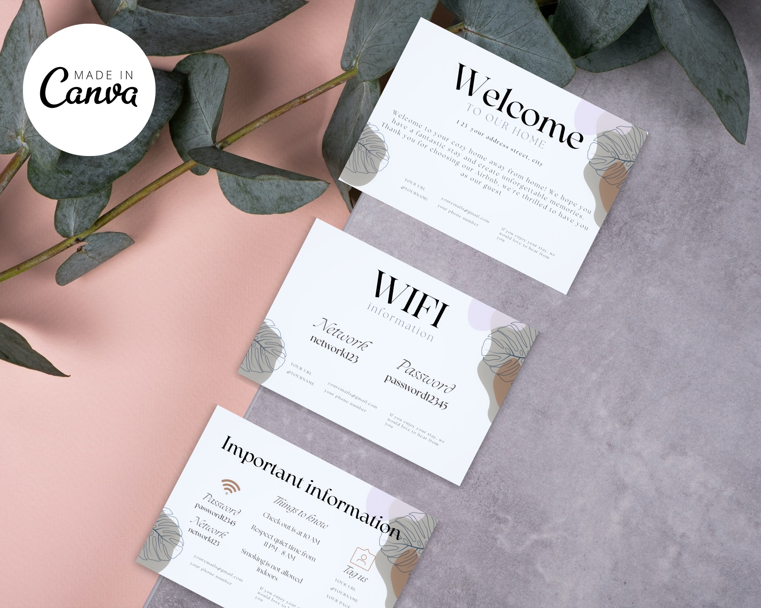 Modern Airbnb Welcome Card Template for Guests Editable Canva Design ...