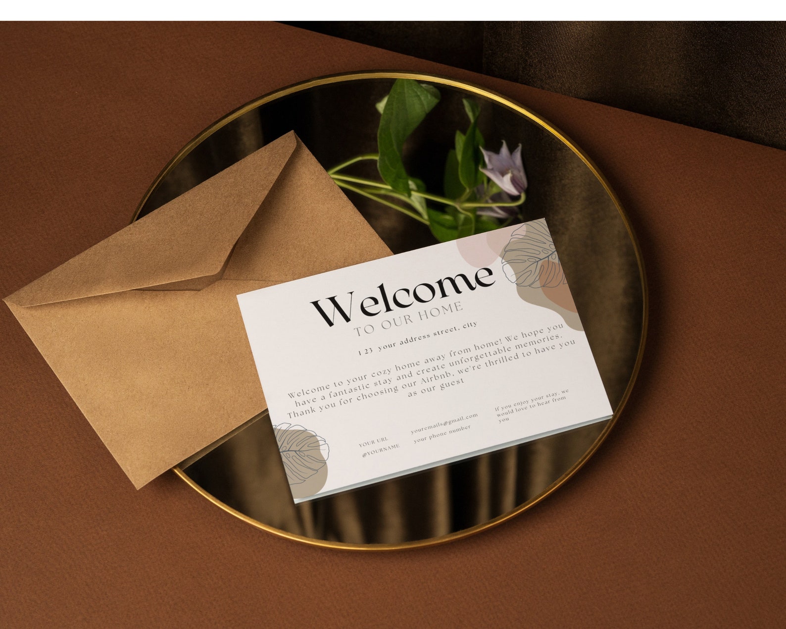 Welcome Card Modern Template Airbnb for Guests Editable Canva Design ...