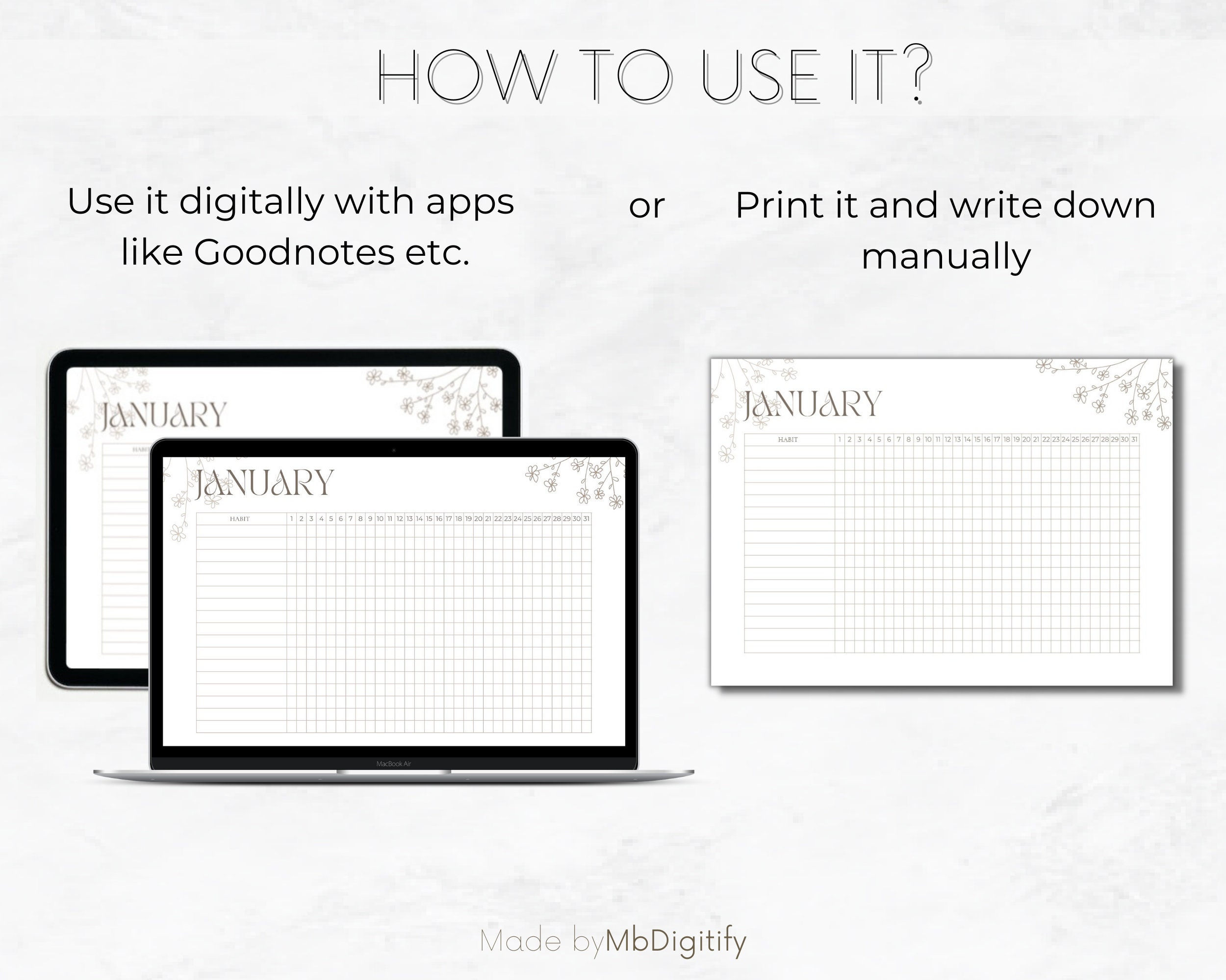 Daily Habit Tracker Printable Tracker Instant Download Every Month ...
