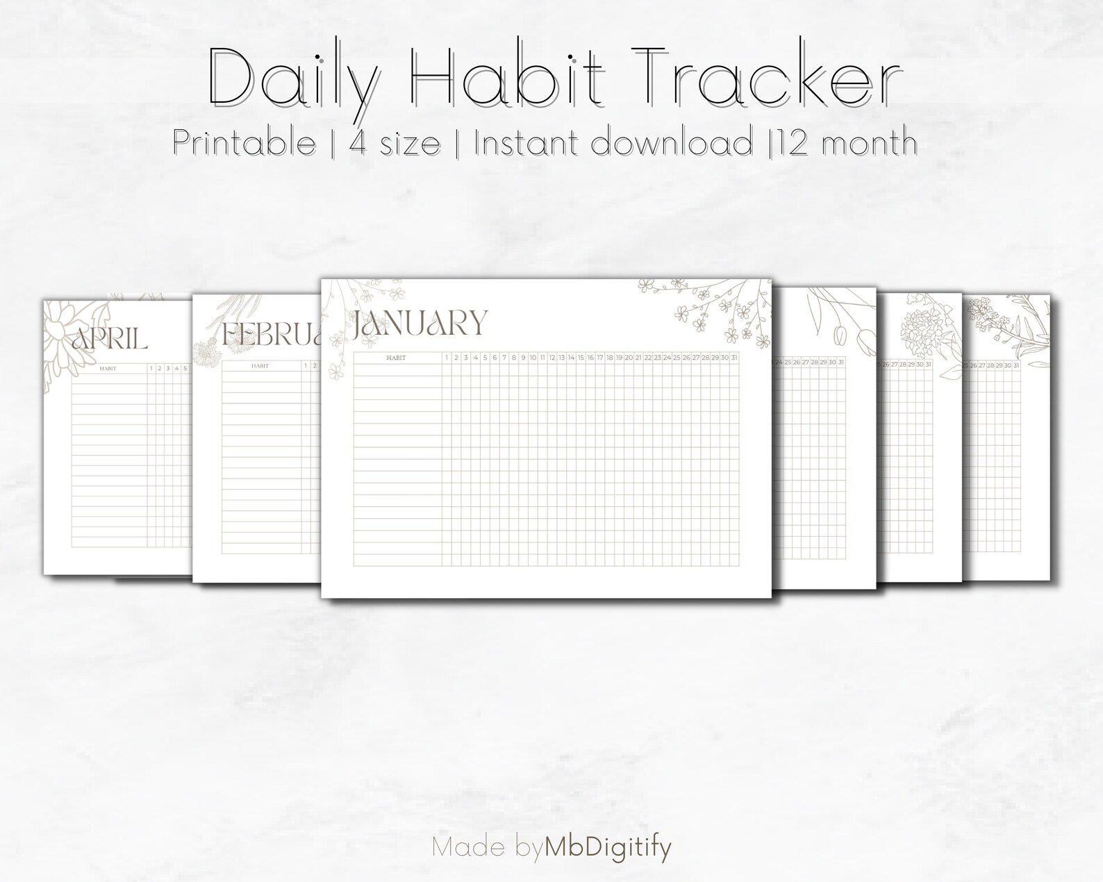 Daily Habit Tracker Printable Tracker Instant Download Every Month ...