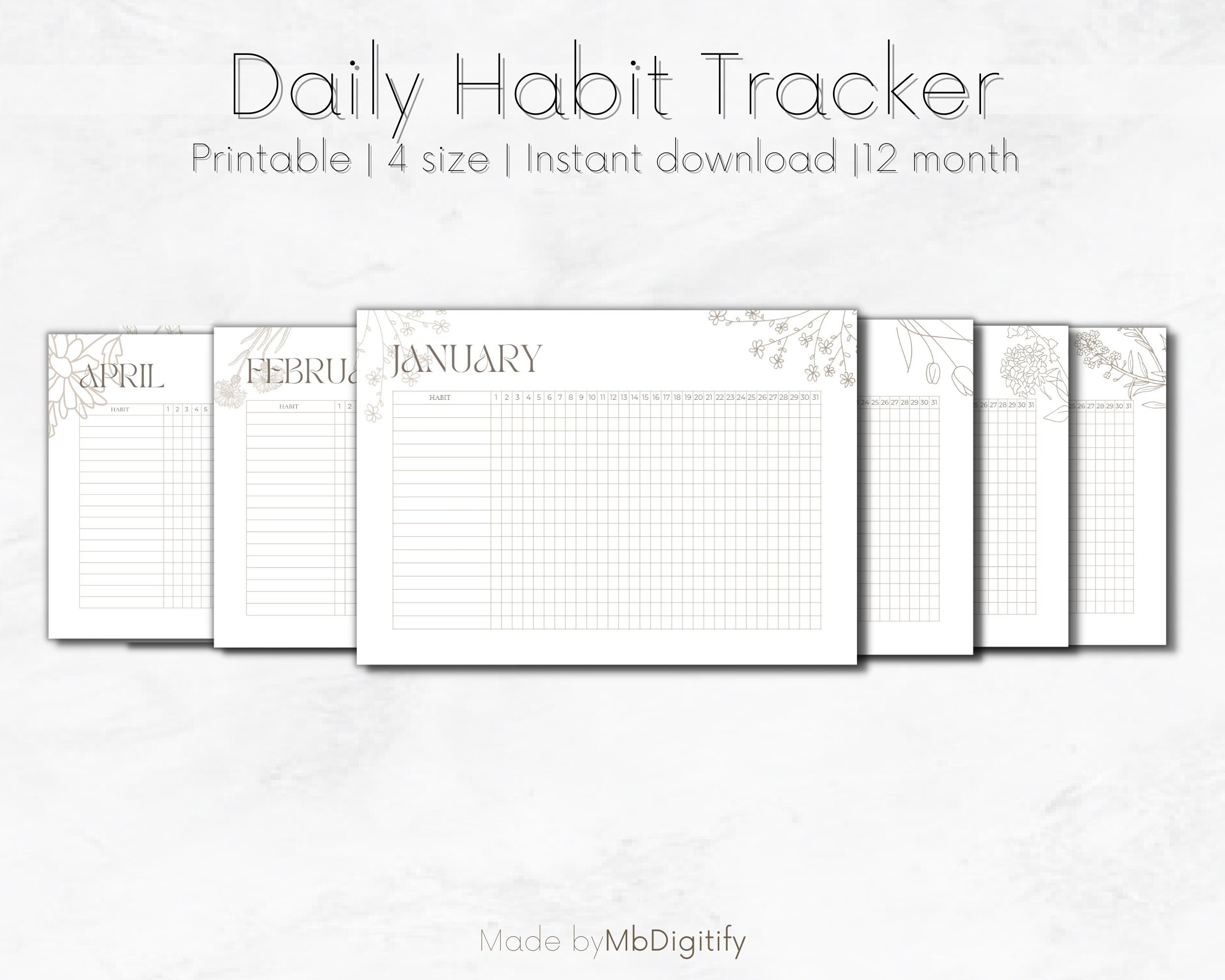 Daily Habit Tracker Printable Tracker Instant Download Every Month ...