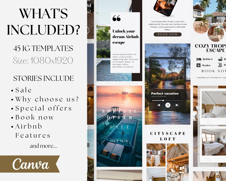Super Host Airbnb IG Bundle: 45 Canva Instagram Story Templates for ...