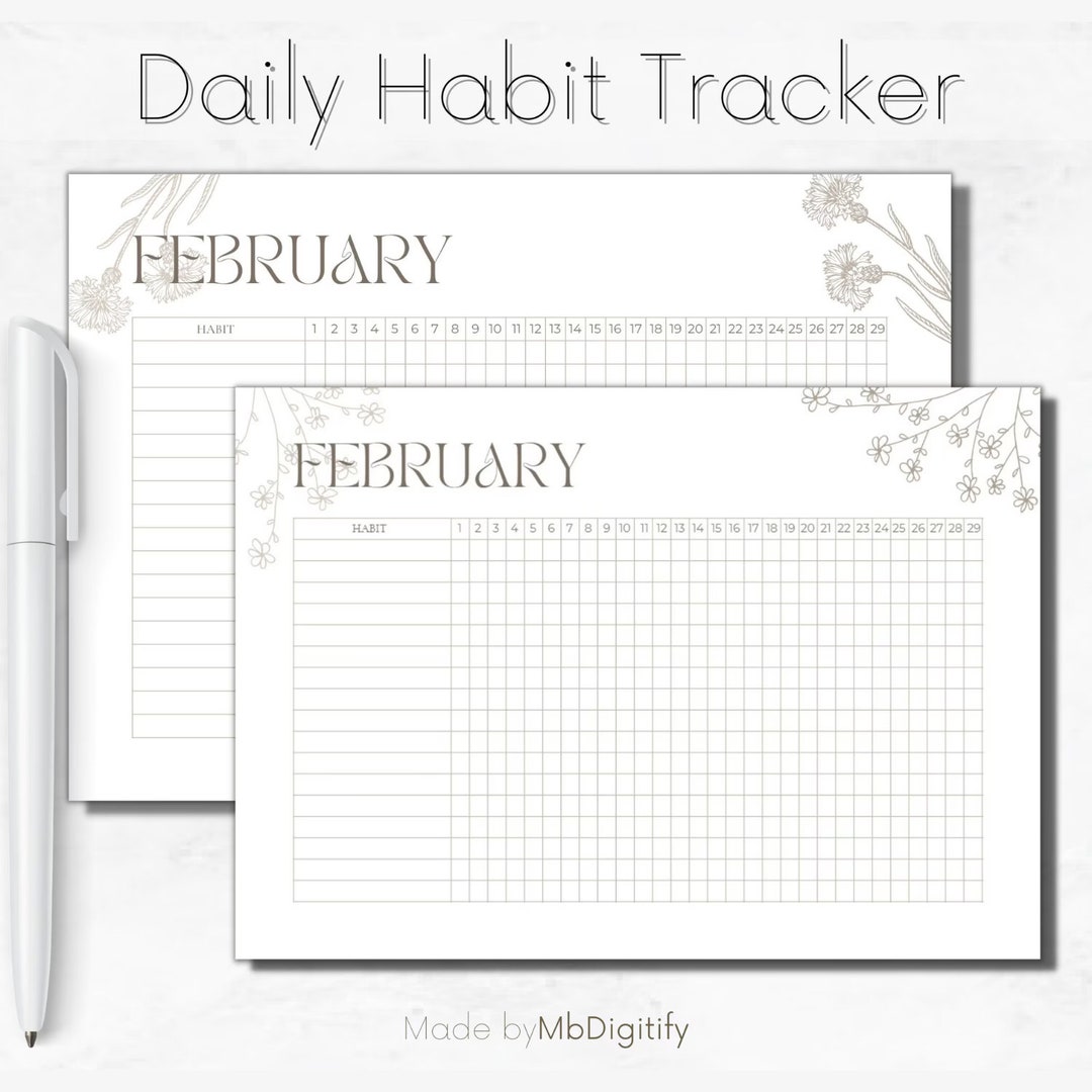 Daily Habit Tracker Printable Tracker Instant Download Every Month ...