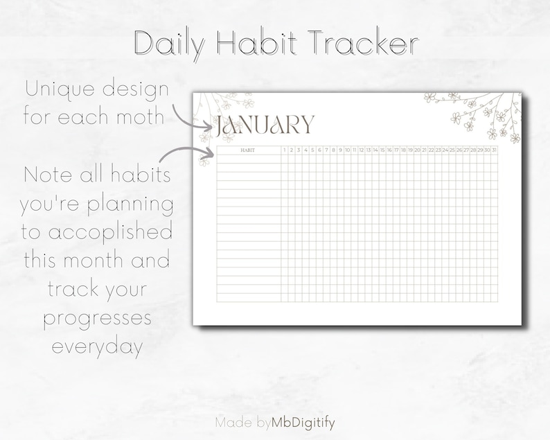 Daily Habit Tracker Printable Tracker Instant Download Every Month ...