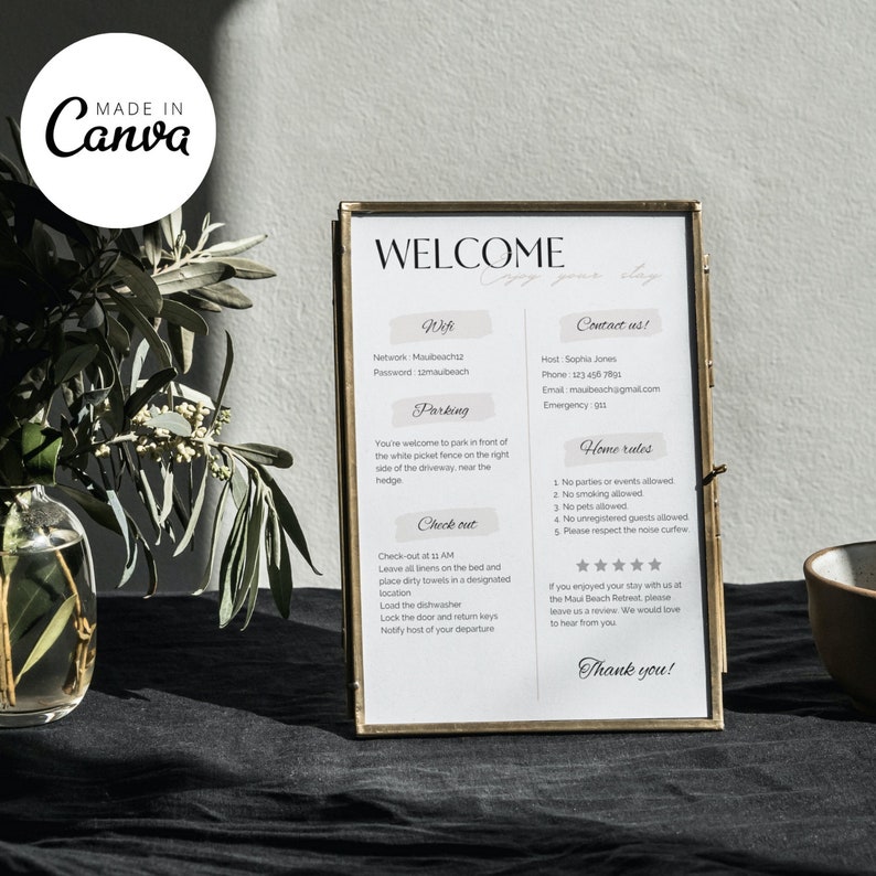Customizable Welcome Sign Airbnb Canva Templates Instant Download ...