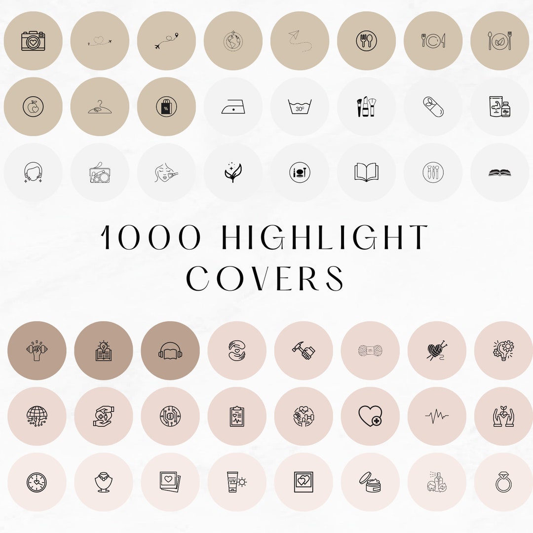 1000 Insta Highlight Covers 250 Designs 5 Colors Minimalistic Icons ...