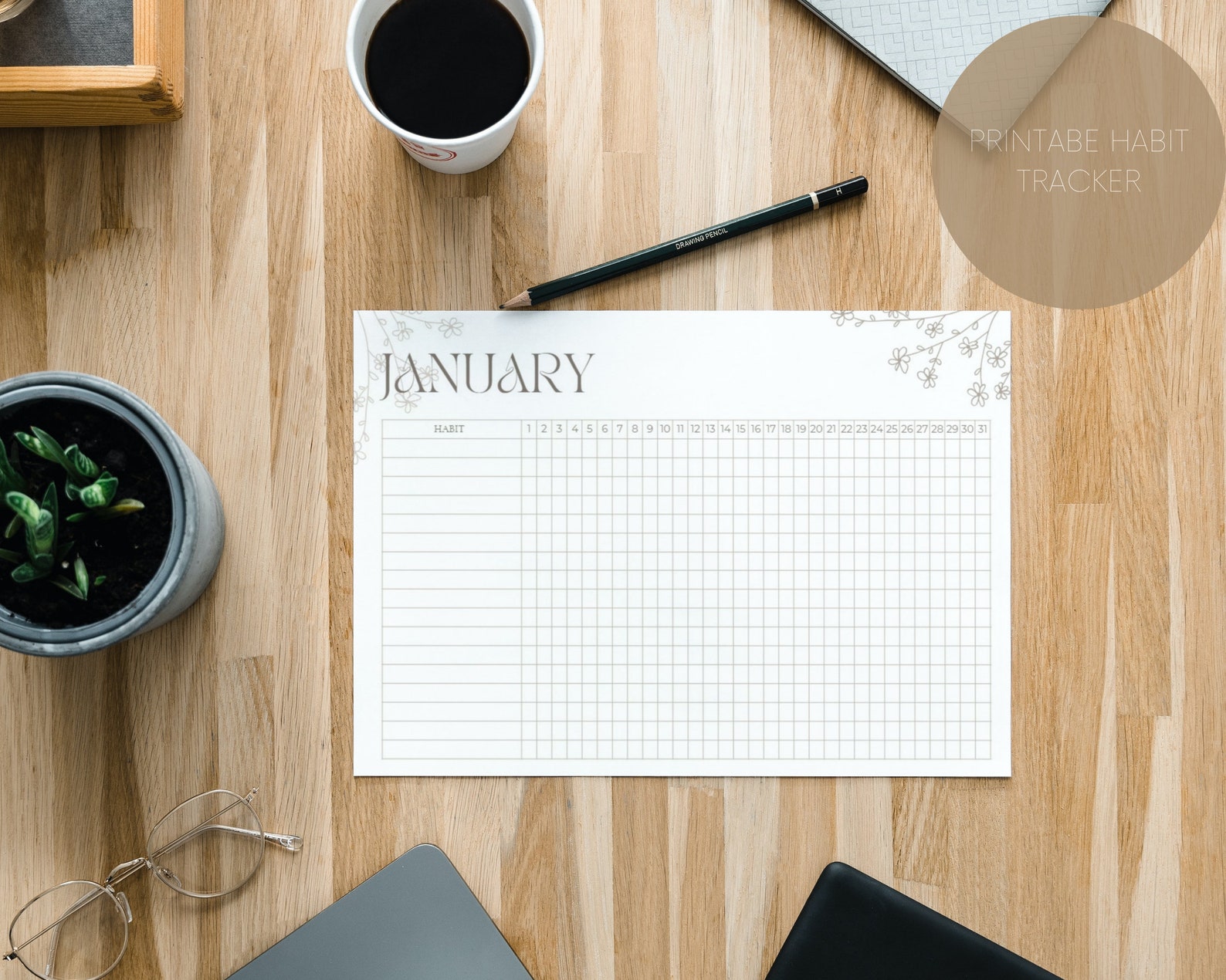 Daily Habit Tracker Printable Tracker Instant Download Every Month ...
