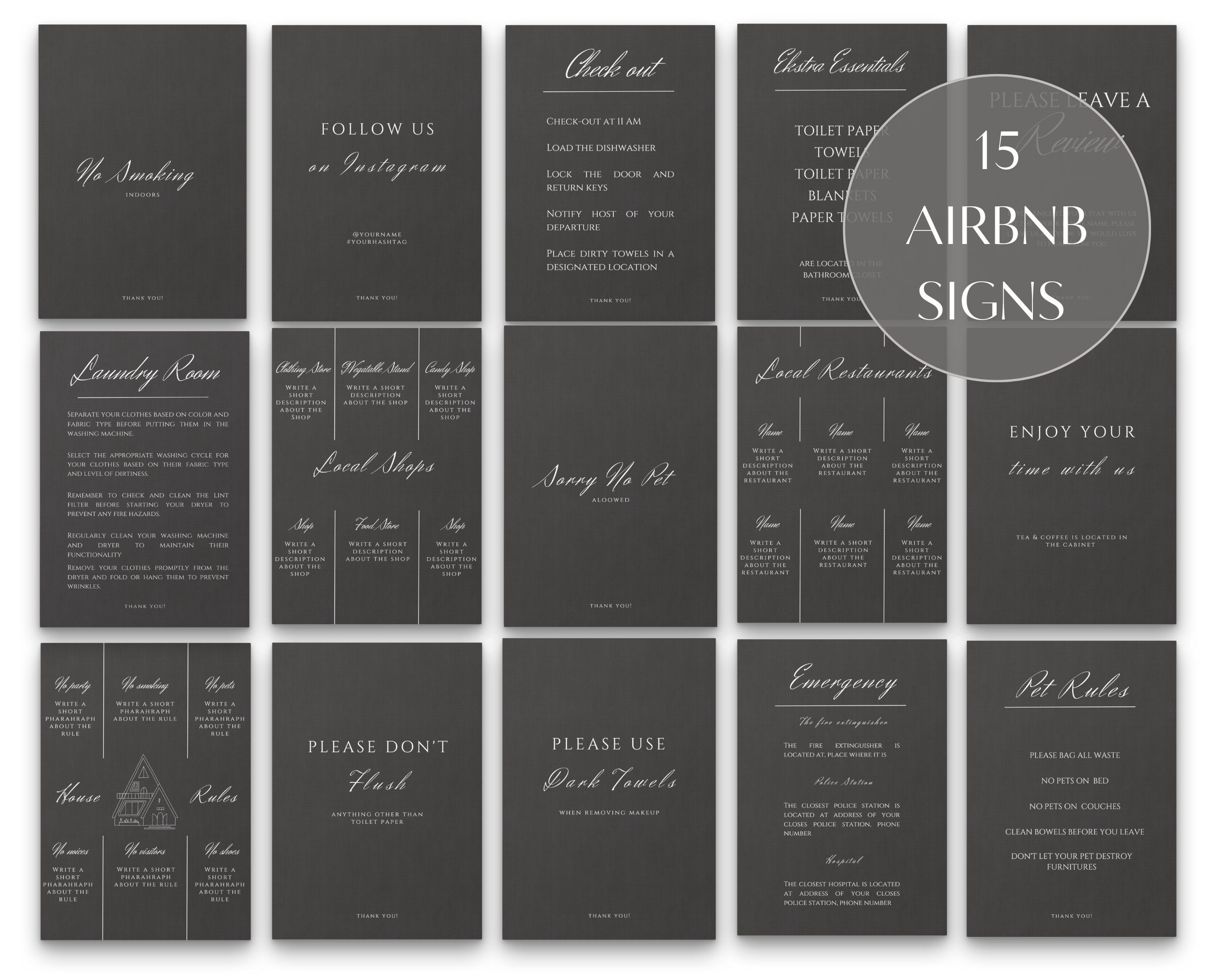 Airbnb Host Bundle:15 Signs Printable and Digital Perfect for Any ...