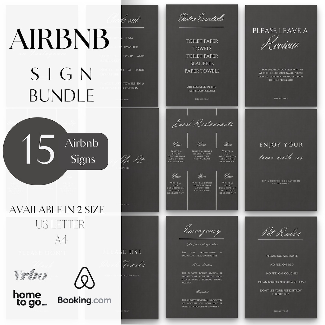 Airbnb Host Bundle:15 Signs Printable and Digital Perfect for Any ...