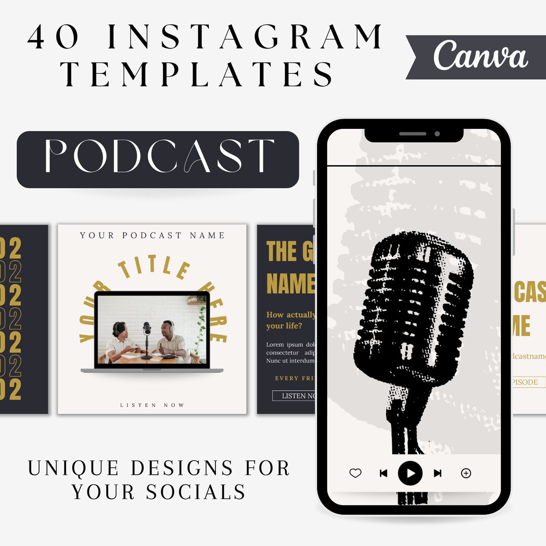 Instagram Templates for Podcast Posts, Editable Canva Templates, 40 ...
