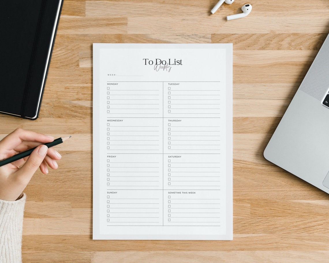 Weekly to Do List Everyday Tasks Instant Download Minimalistic - Etsy
