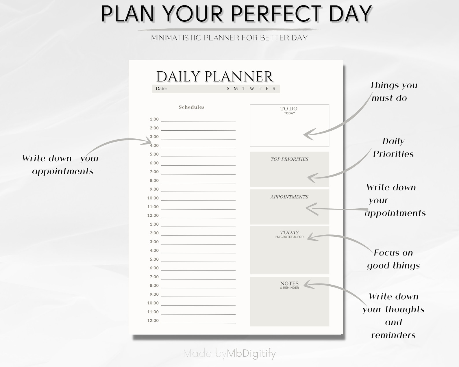 Daily Planner Printable Daily to Do List Daily Schedules 24 Hour ...