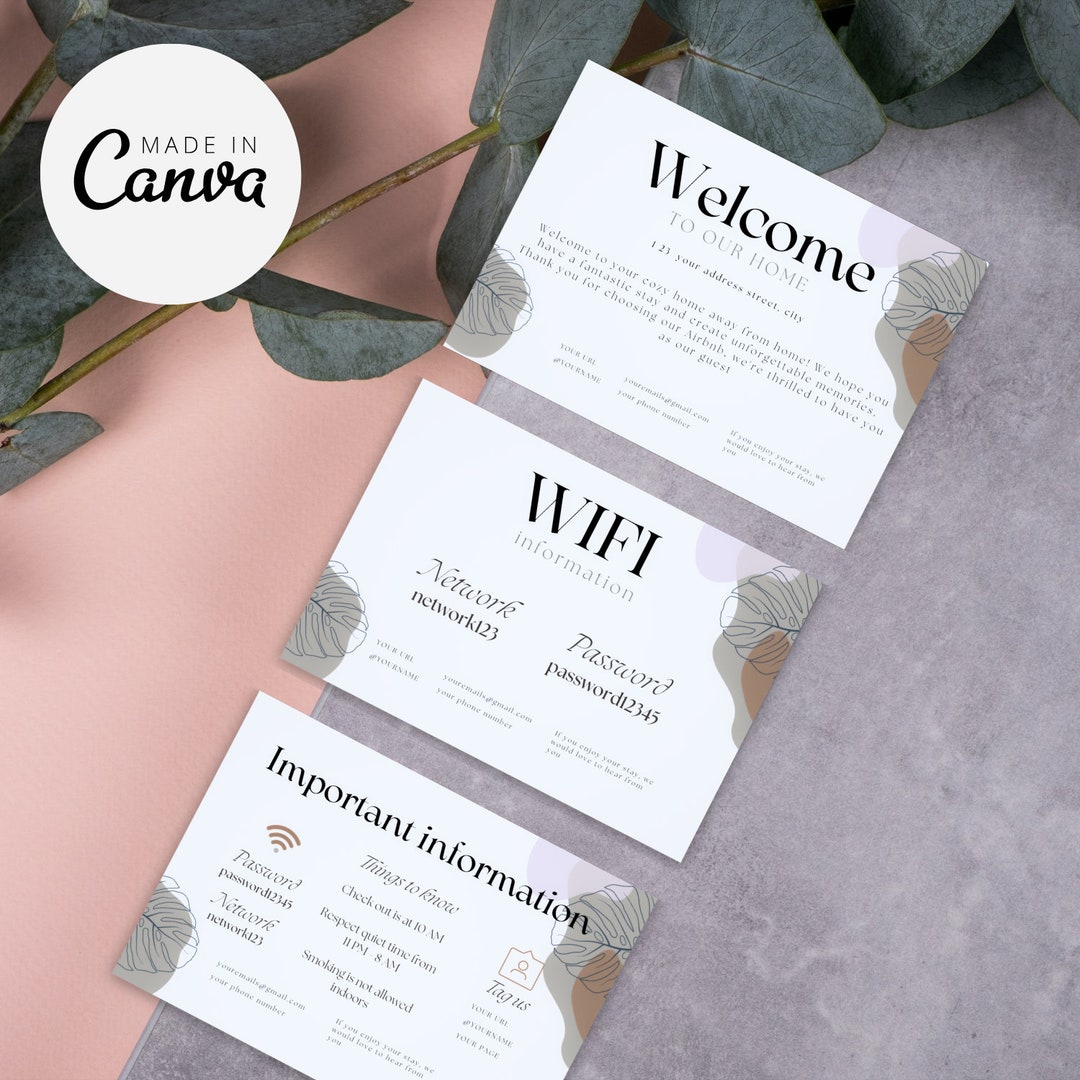 Welcome Card Modern Template Airbnb for Guests Editable Canva Design ...