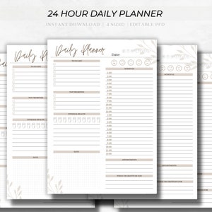 24 Hour Daily Planner Daily to Do List and Schedules Instant Download ...