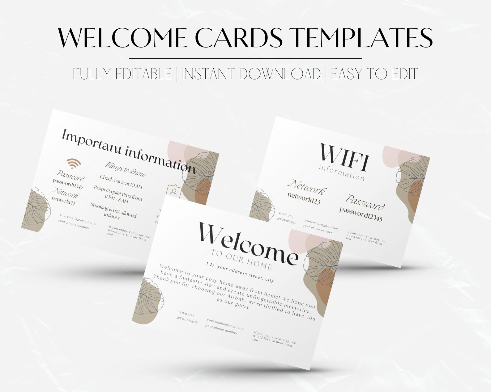 Welcome Card Modern Template Airbnb for Guests Editable Canva Design ...