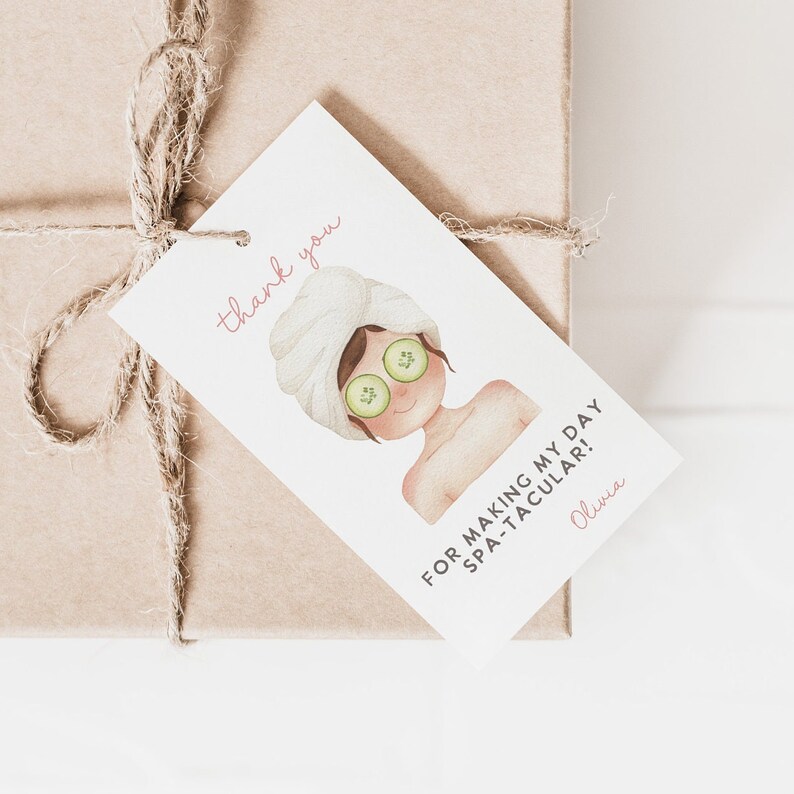 Spa Party Birthday Thank You Tags Girl Birthday Slumber - Etsy