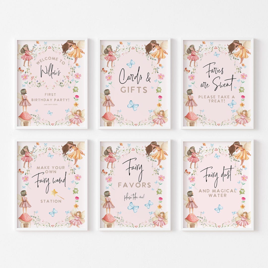 Editable Fairy Birthday Party Signs: Enchanted Garden Decor (digital ...