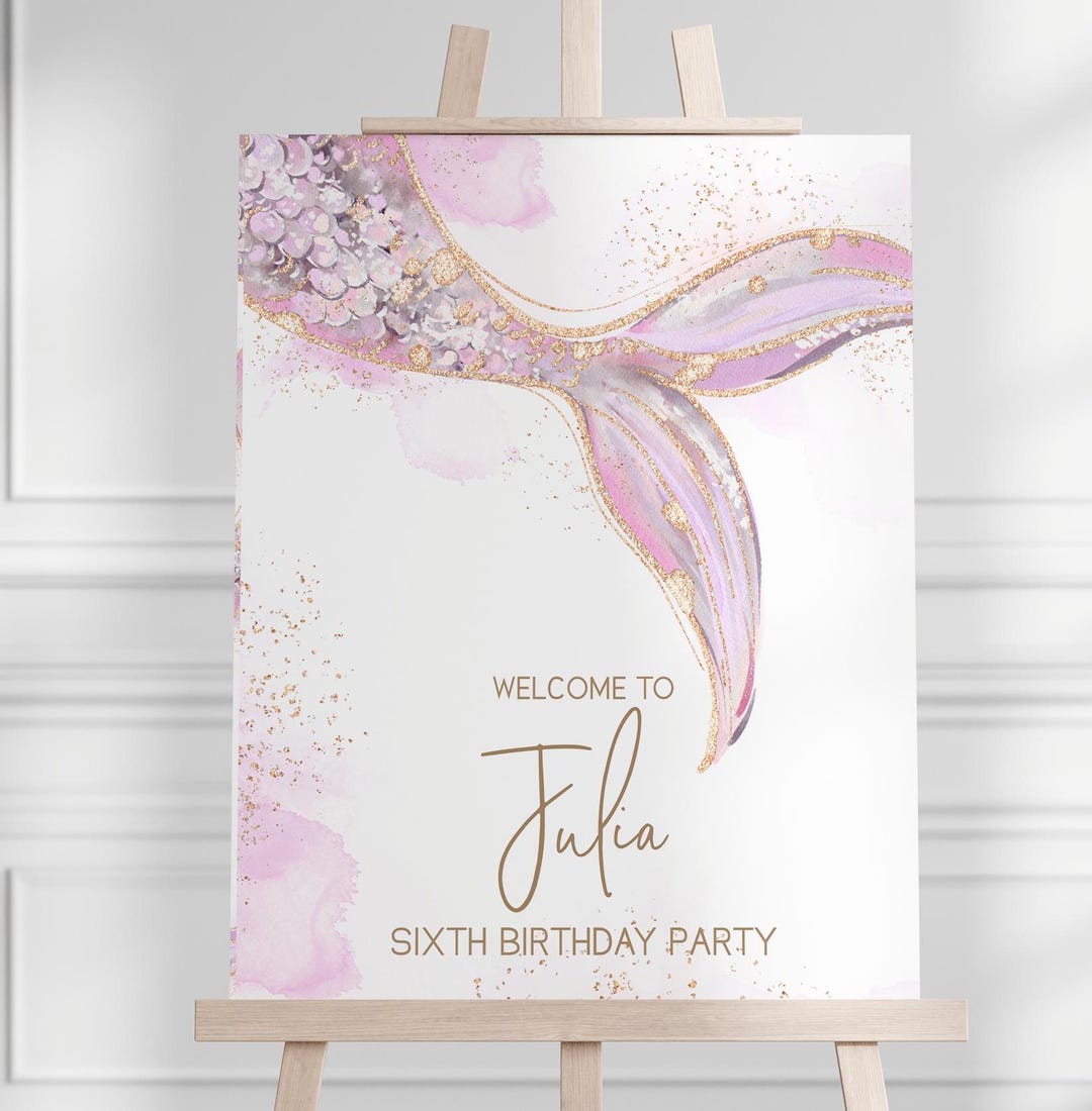 Editable Mermaid Birthday Welcome Sign, Mermaid Banner, Under the Sea ...