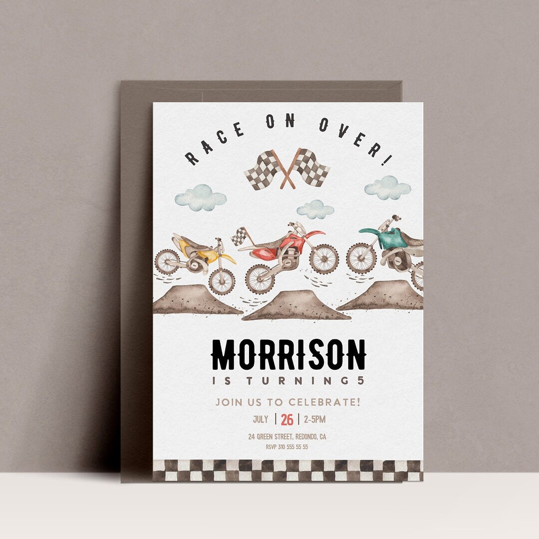 Dirt Bike Birthday Invitation, Any Age, Dirt Bike Invite, Dirt Bike ...