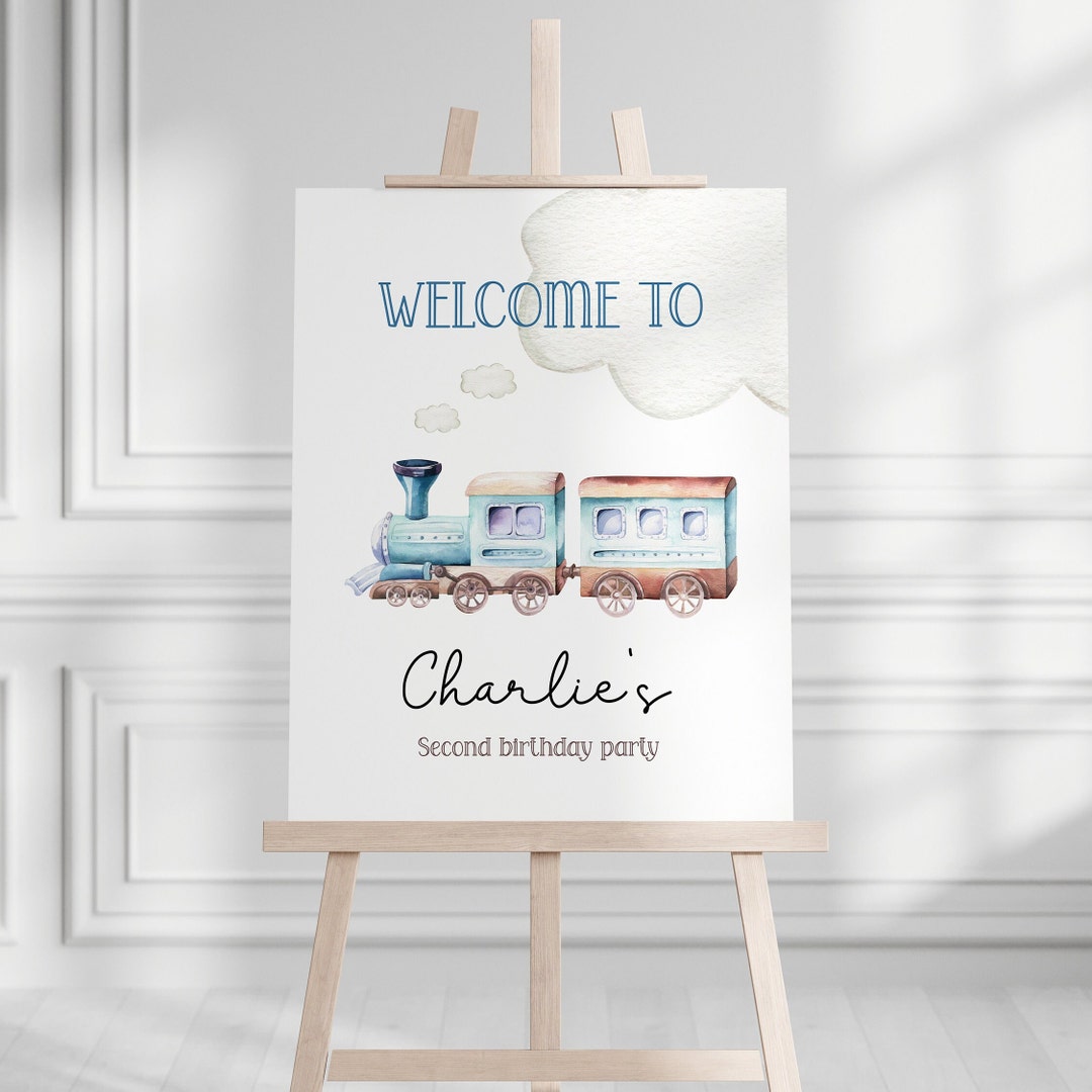 Train Welcome Sign, Welcome Poster, Train Birthday Invitation, Chugga ...